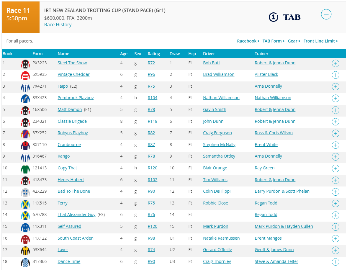 Draws out for the Cup - Harness Cafe - RaceCafe NZ's Premier Racing ...