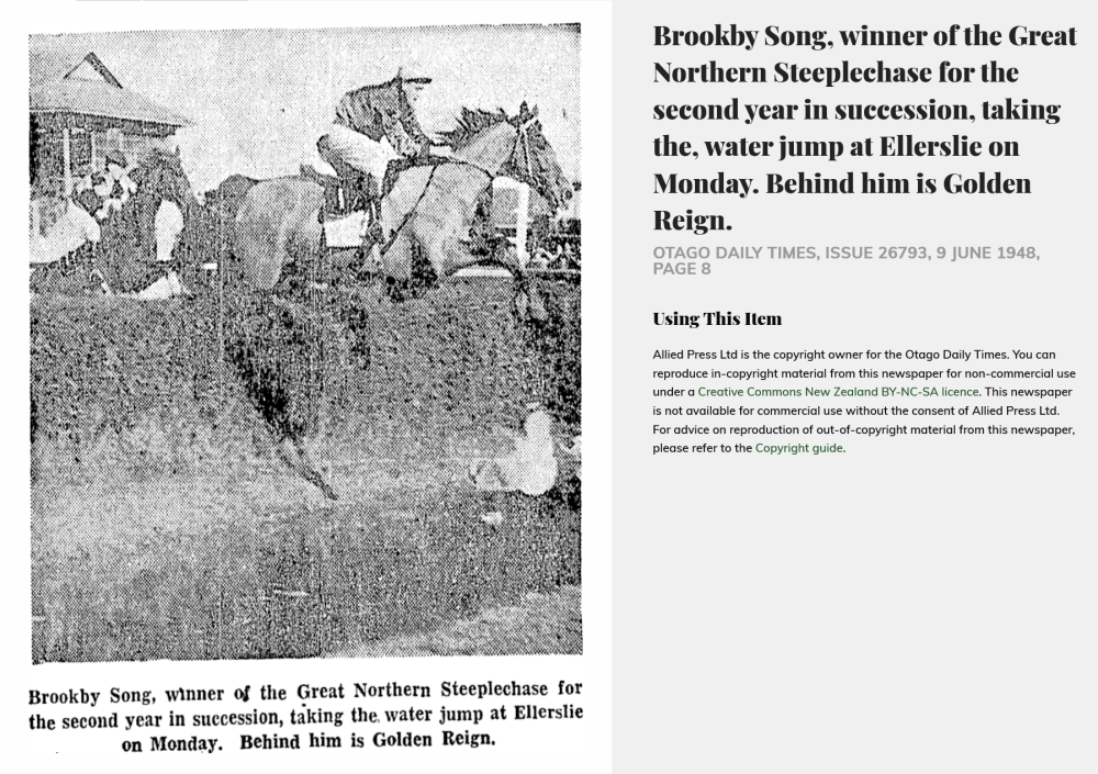 1948 Great Northern Steeplechase - Brookby Song - Thoroughbred Cafe ...